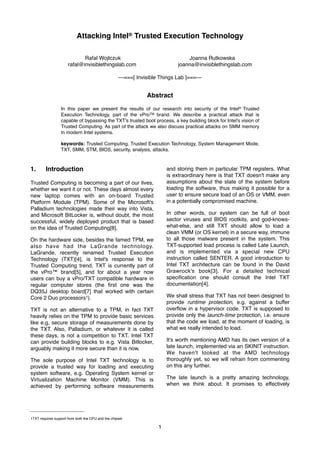 Attacking intel txt paper | PDF