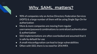 Attacking SSO (SAML) - Breaking into the front door of Authentication | PDF