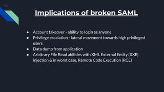 Attacking SSO (SAML) - Breaking into the front door of Authentication | PDF