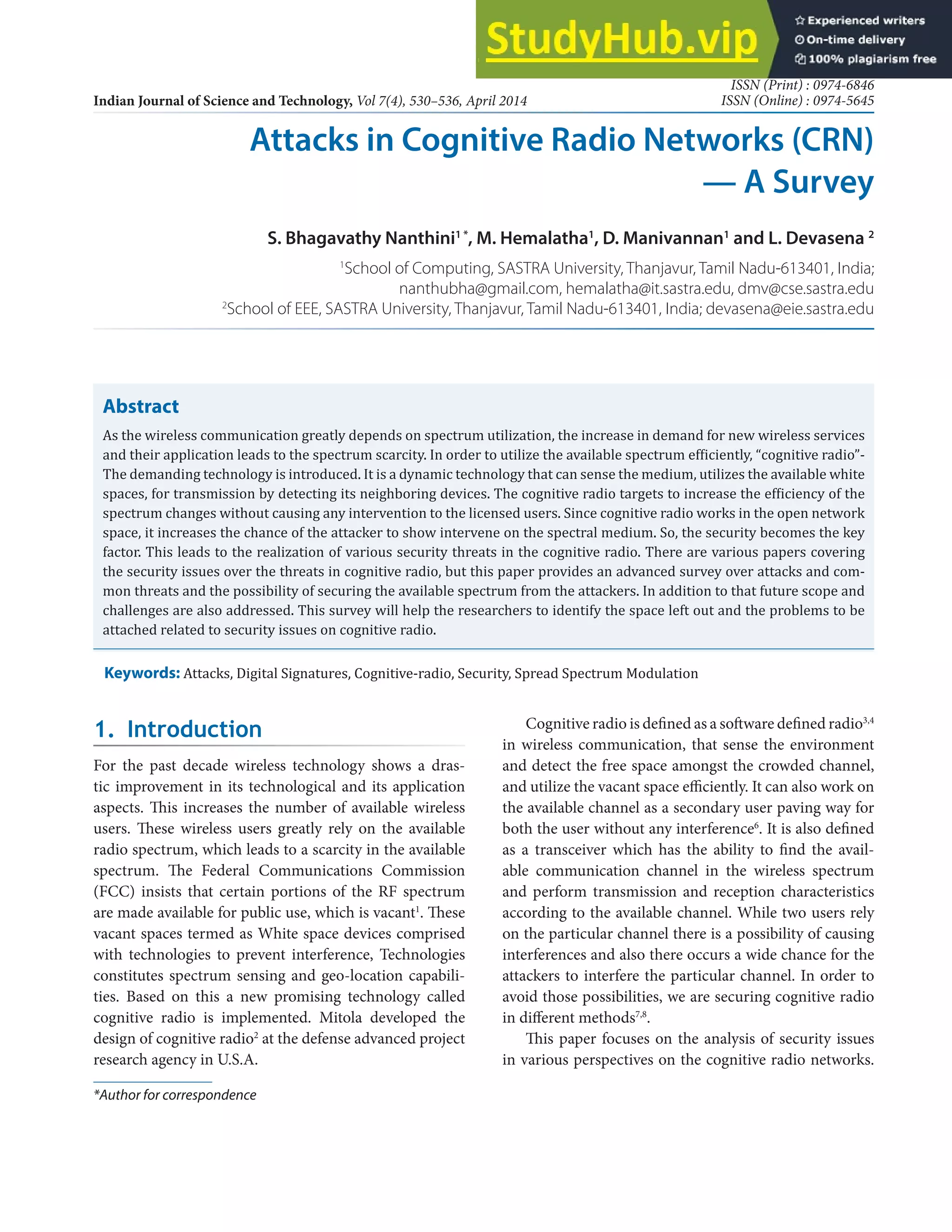 Attacks in Cognitive Radio Networks (CRN) A Survey.pdf