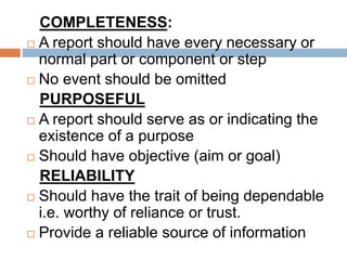 principles of reporting | PPT