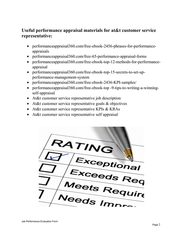 At&t customer service representative performance appraisal | PDF
