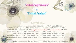 Attempting critical appreciation of a poem | PPTX