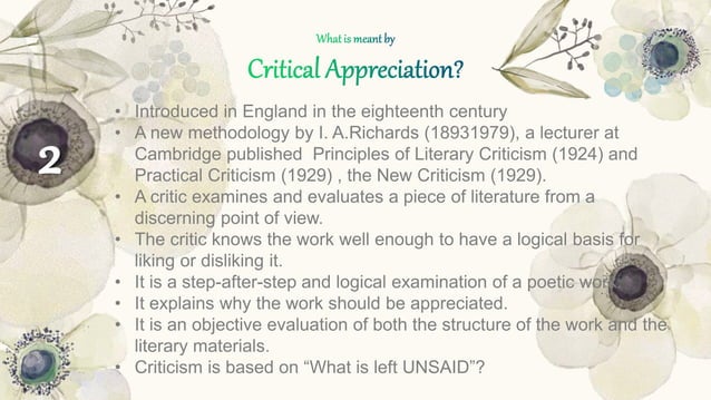 Attempting critical appreciation of a poem | PPTX