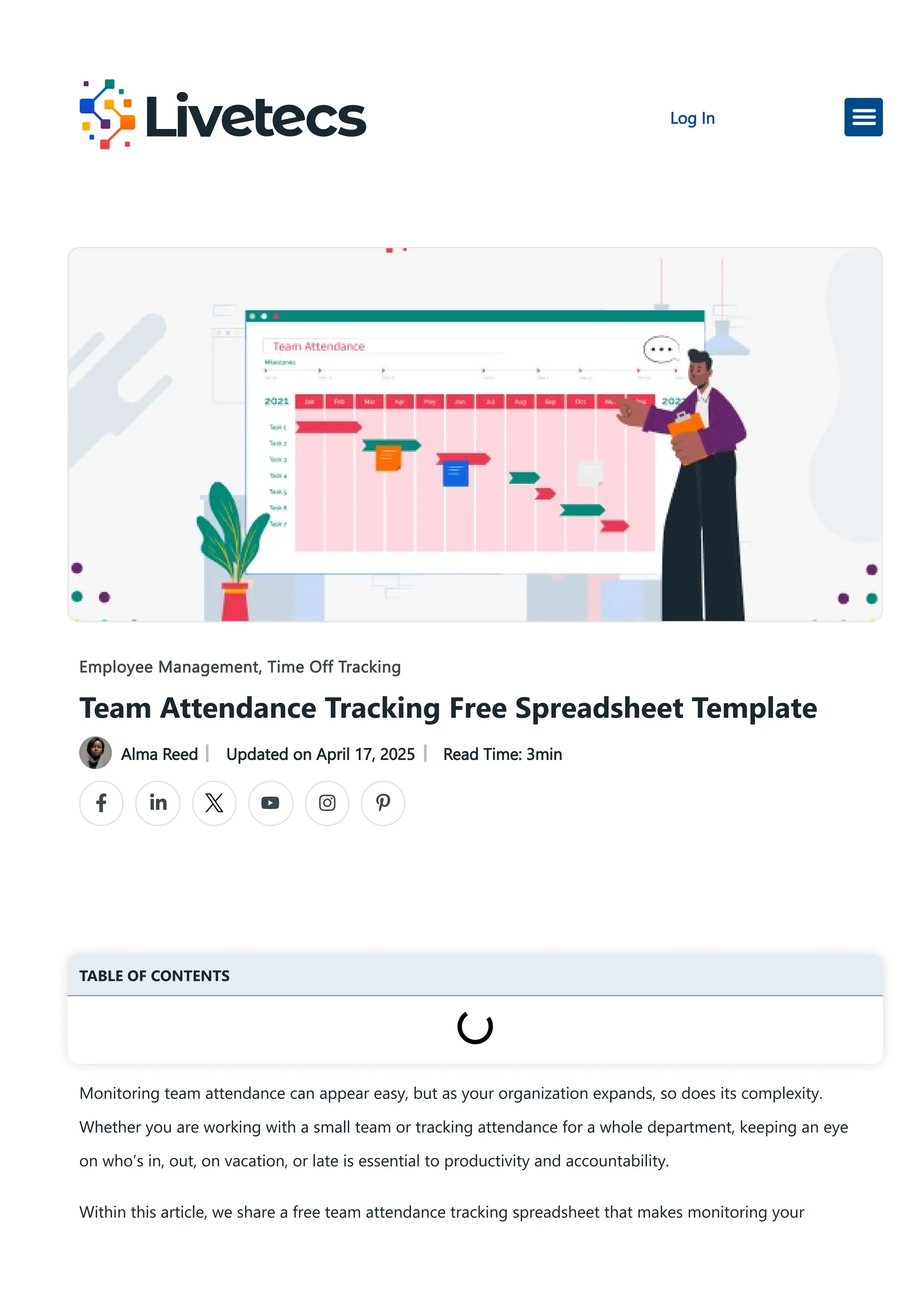 Team Attendance Tracking Free Spreadsheet Template | PDF