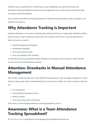 Team Attendance Tracking Free Spreadsheet Template | PDF