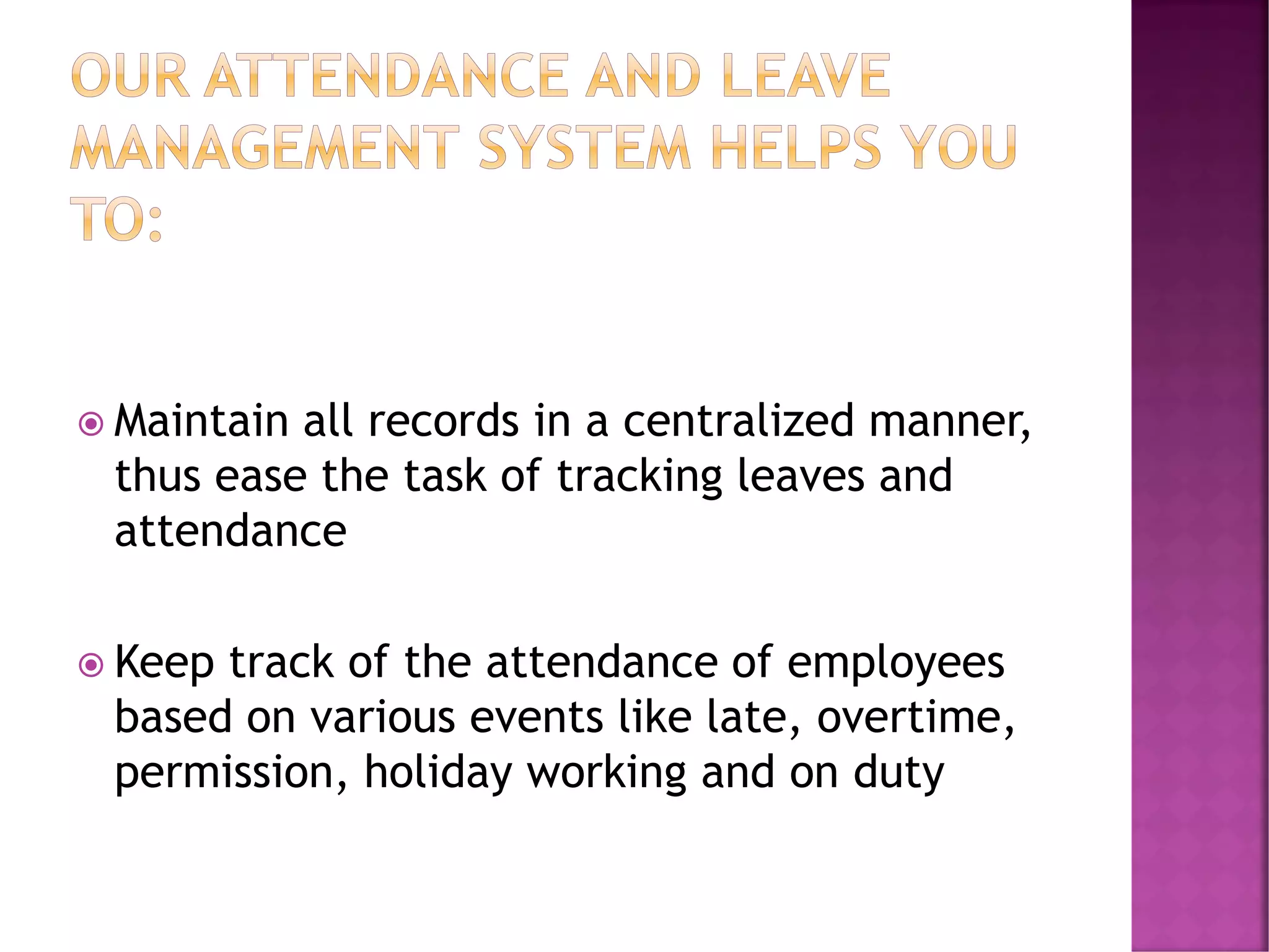 Attendance & leave management system | PDF