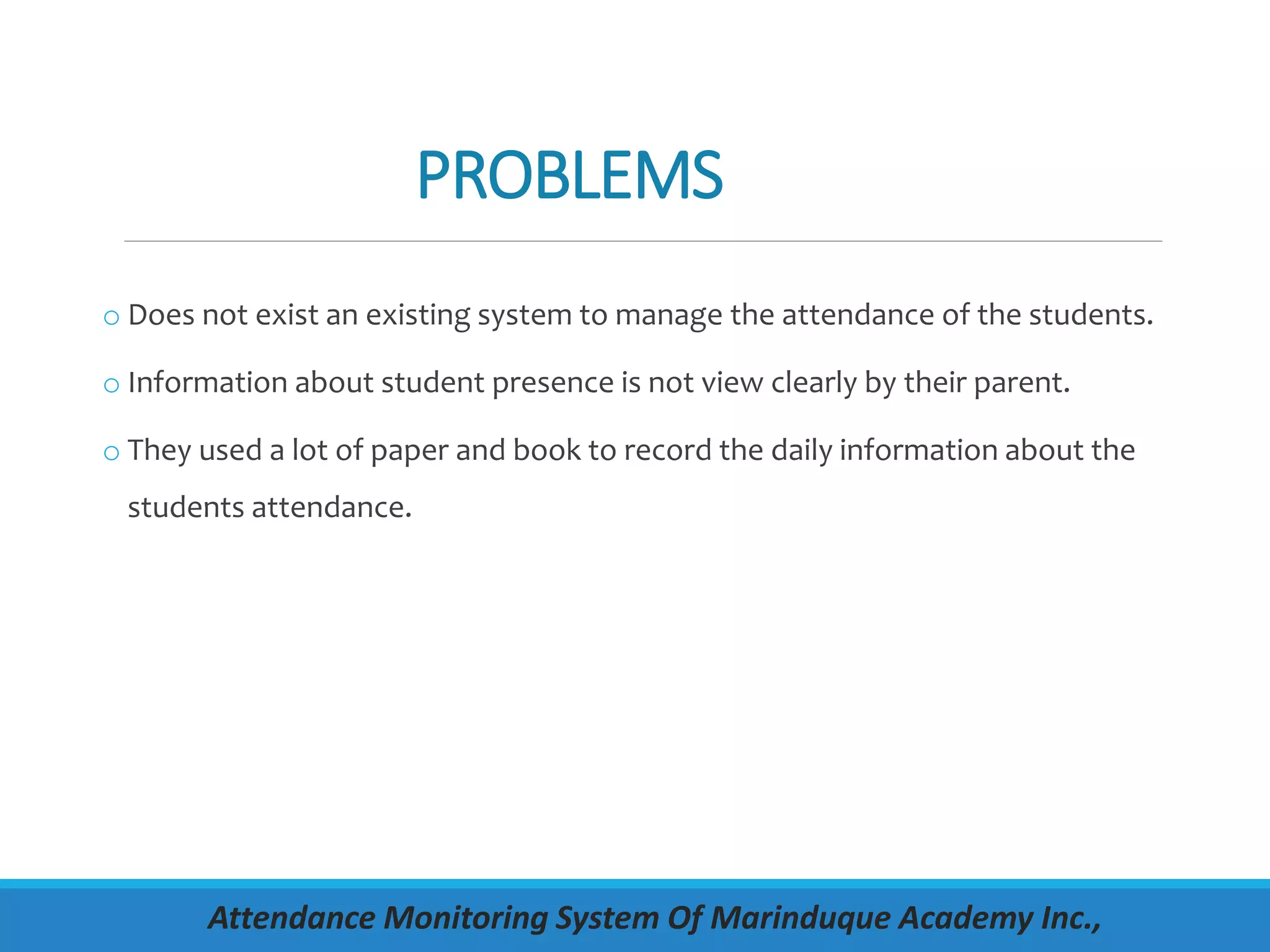 Attendance Monitoring System of Marinduque Academy Inc. | PPTX