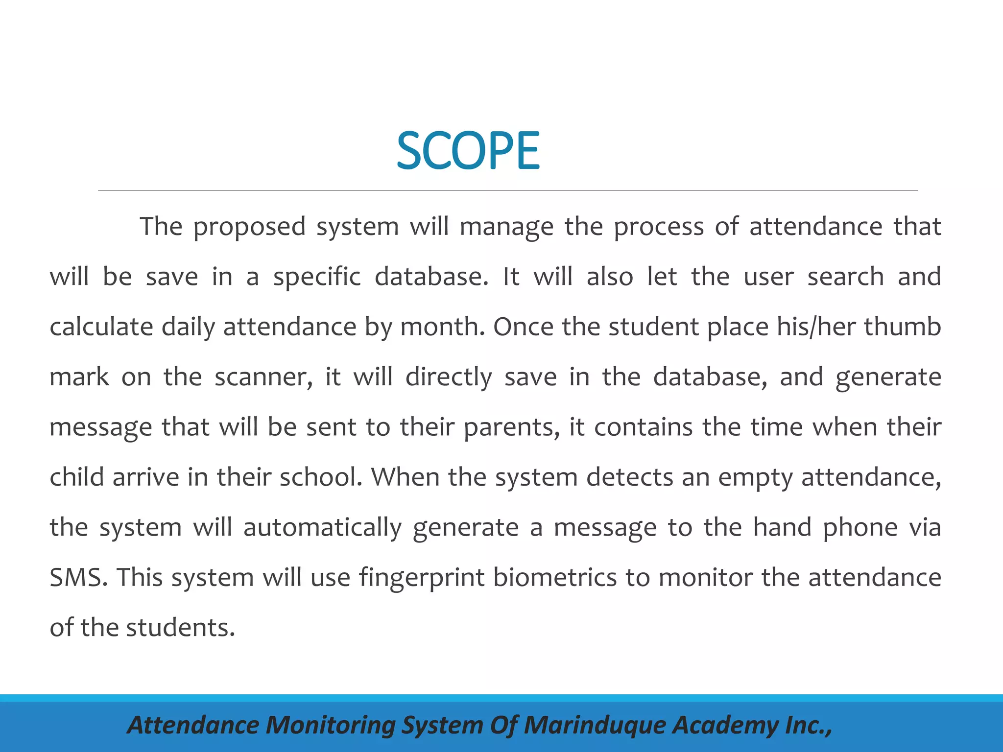 Attendance Monitoring System of Marinduque Academy Inc. | PPTX
