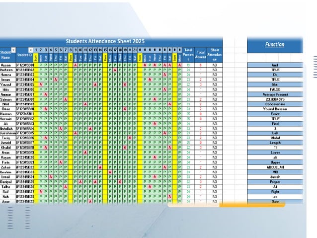 Attendance Presentation Project Excel.pptx