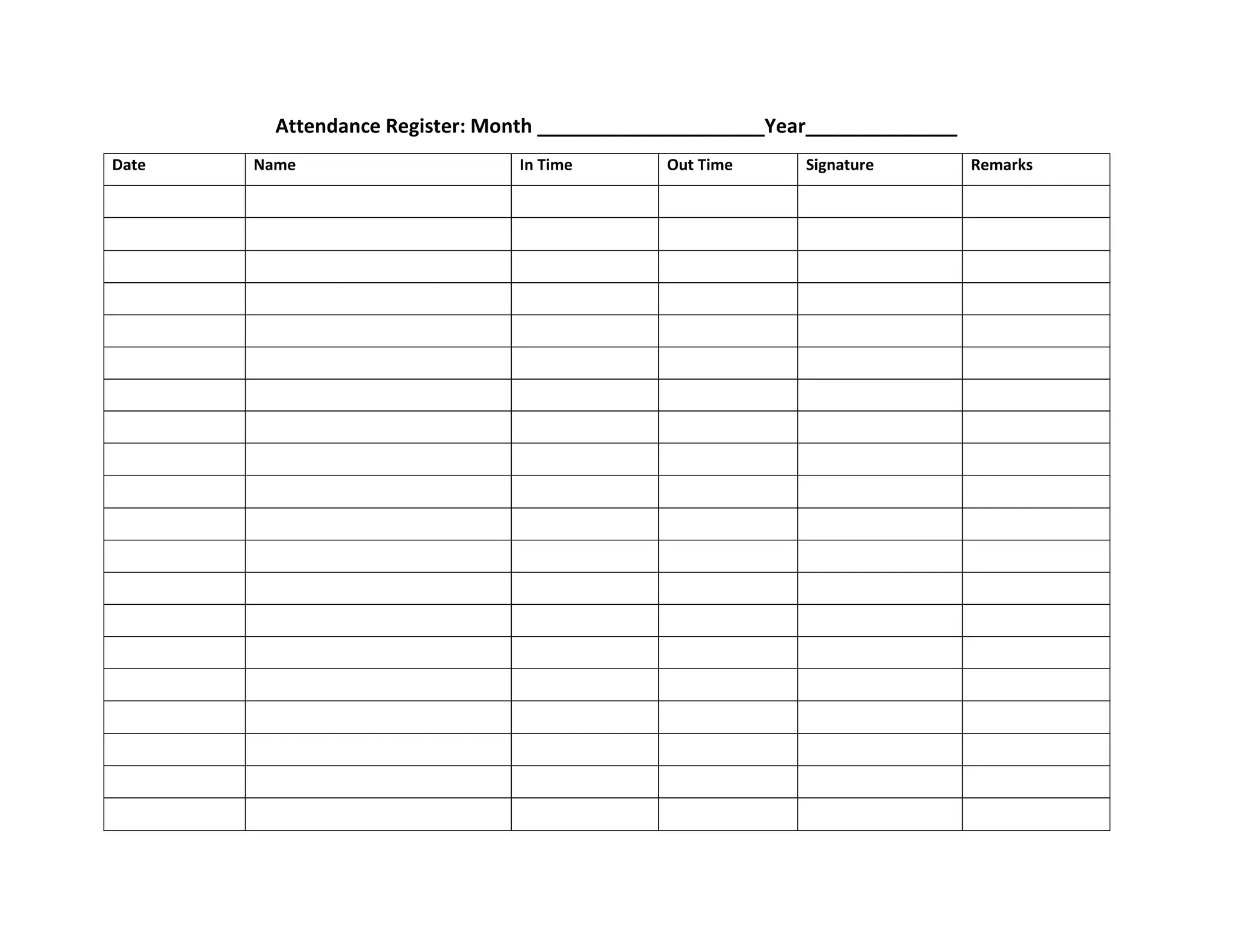 Attendance Register For Company Daily Basic | PPT