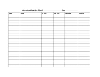 Attendance Register For Company Daily Basic | PPT