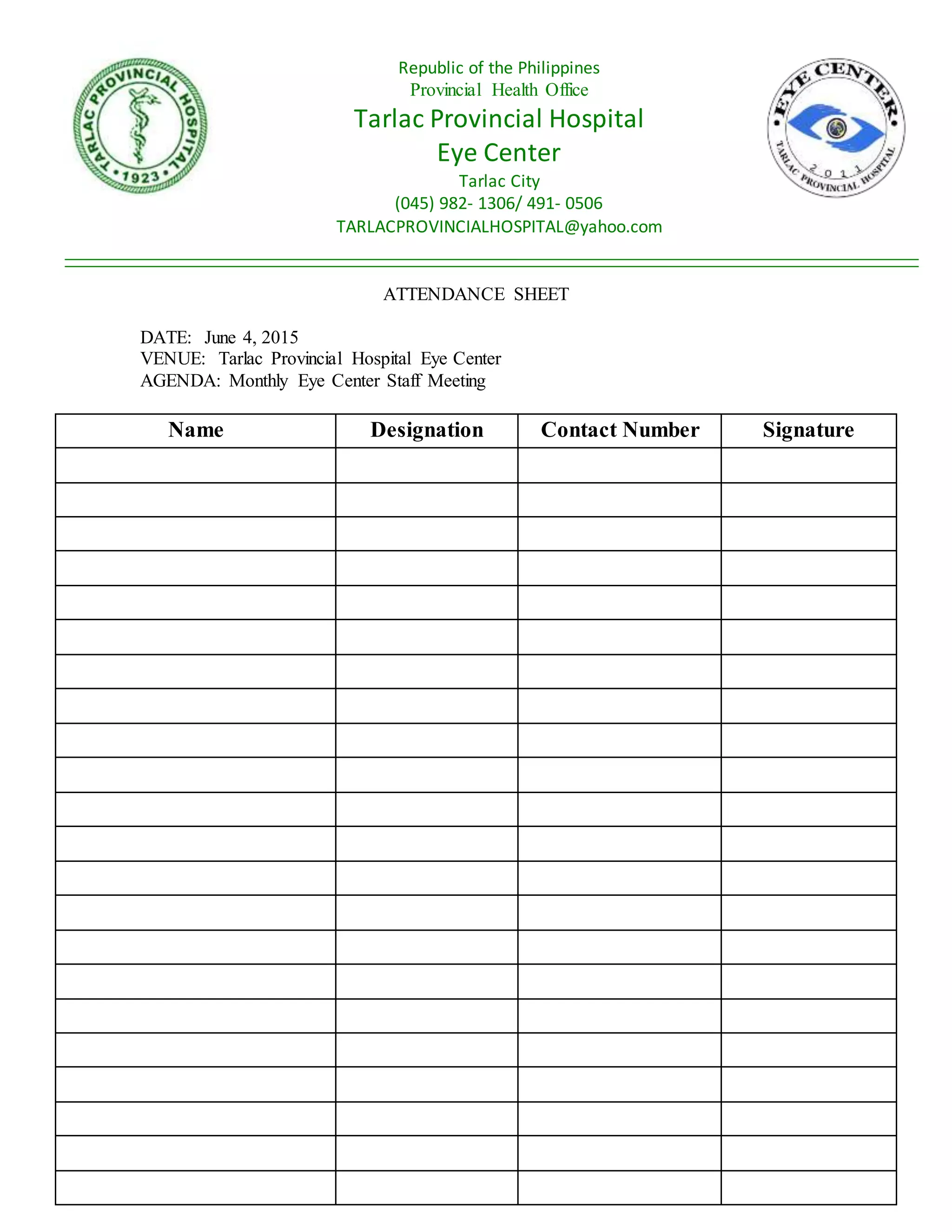 Attendance sheets | DOCX