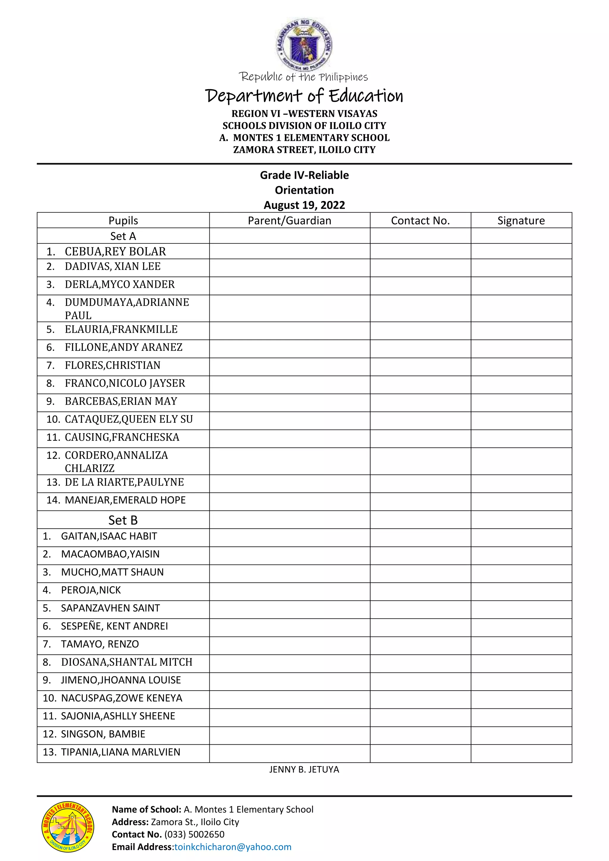 attendance sheets.docx