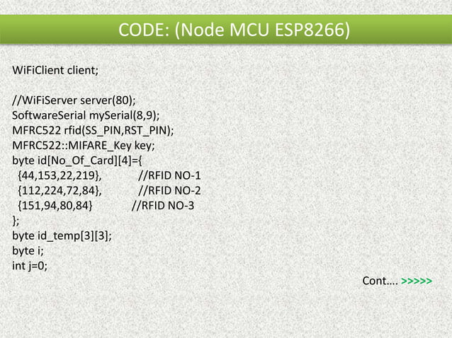 Attendance System Using Esp8266wi Fi With Mysql Ppt