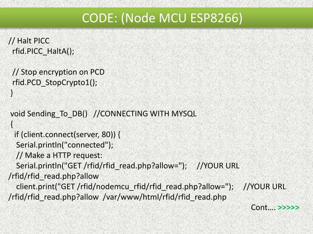 Attendance System using ESP8266(Wi-Fi) with MySQL | PPTX | Programming Languages | Computing