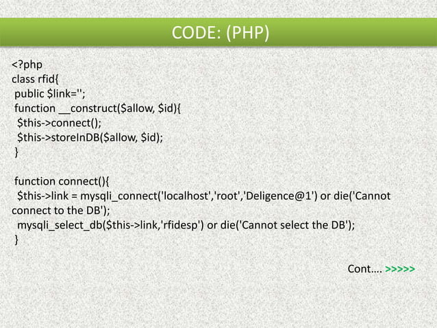 Attendance System Using Esp8266wi Fi With Mysql Ppt