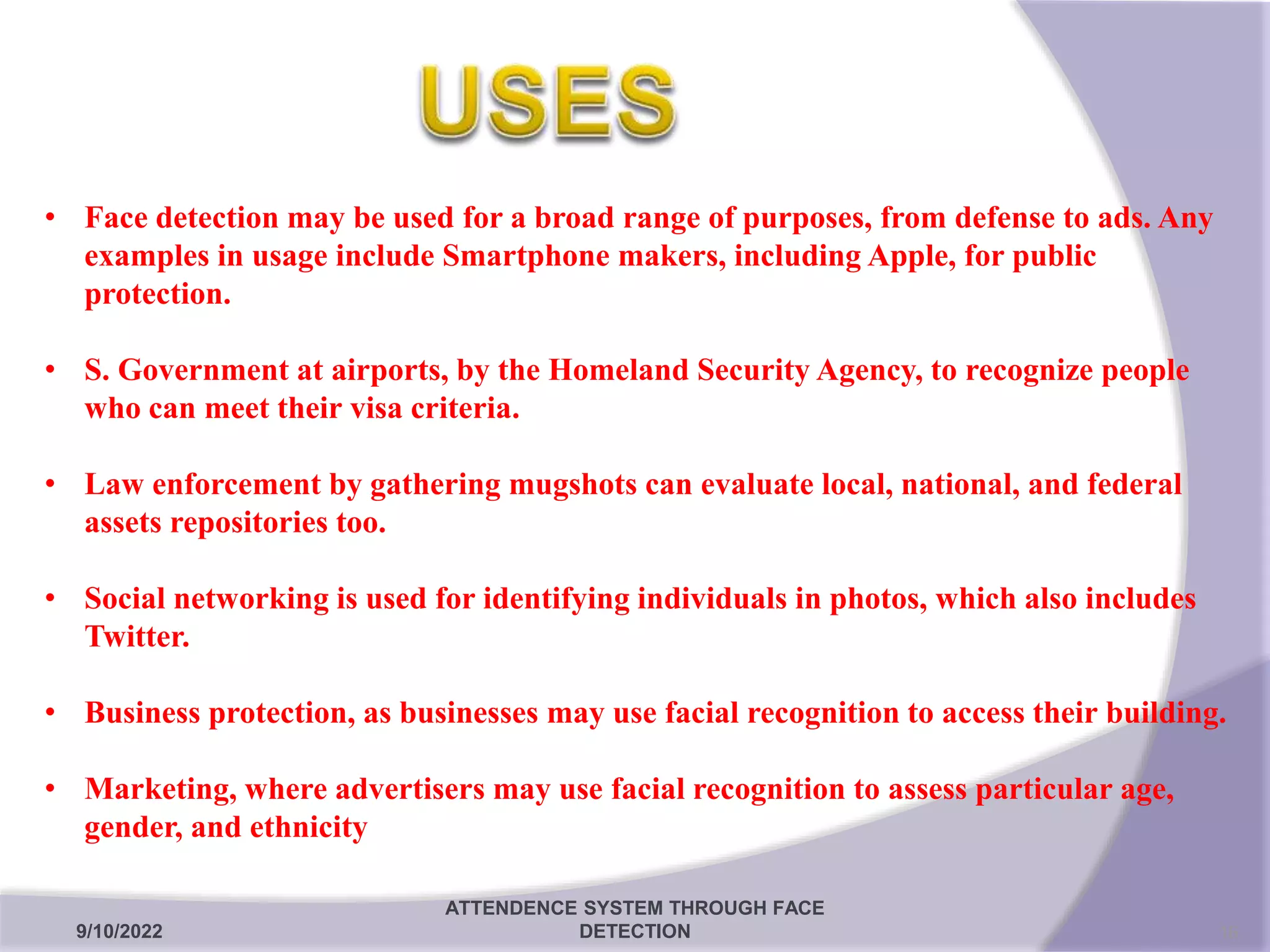 Attendence System Face Detection Ppt