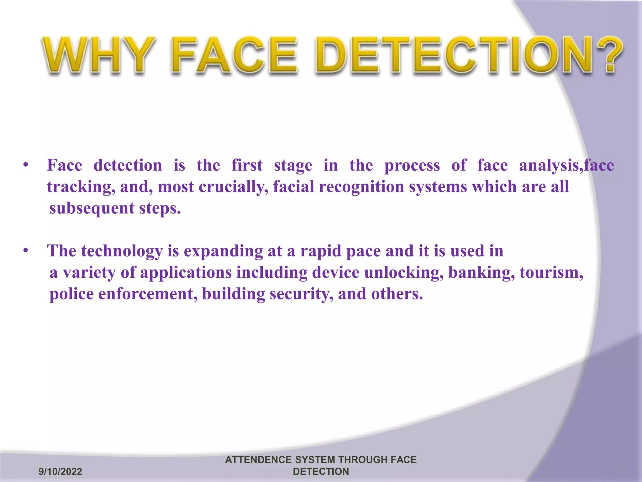 Attendence System Face Detection Ppt