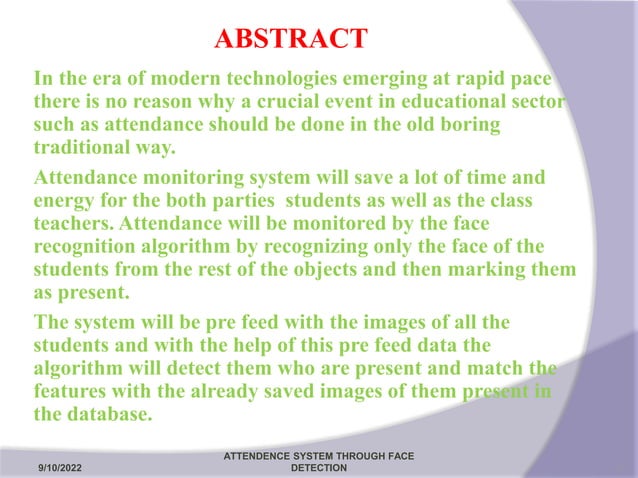 Attendence System Face Detection Ppt