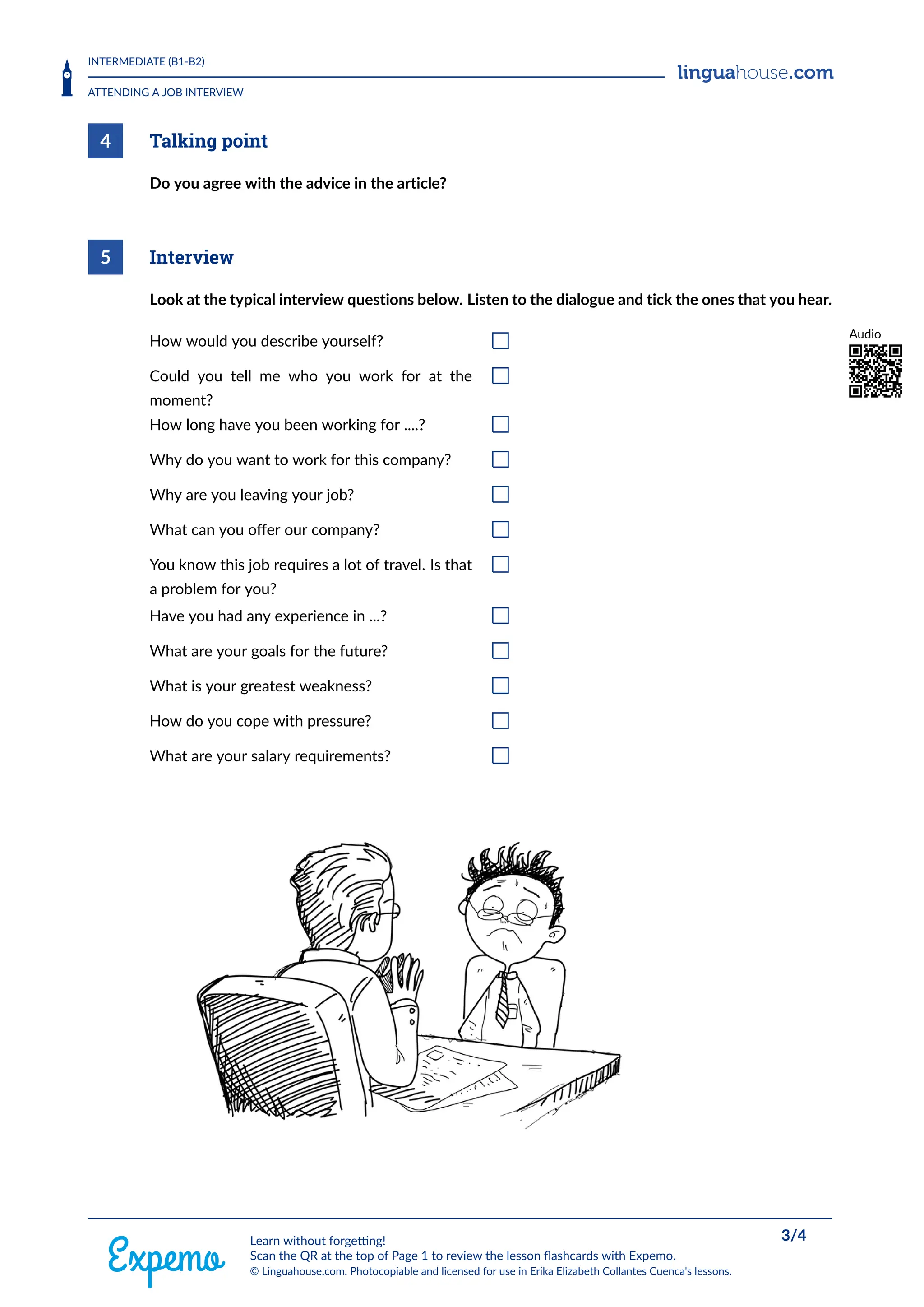Attending a job Interview for B1 and B2 Englsih learners | PDF