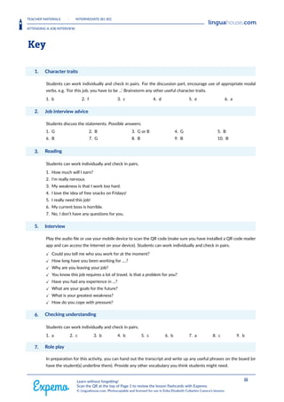 Attending a job Interview for B1 and B2 Englsih learners | PDF