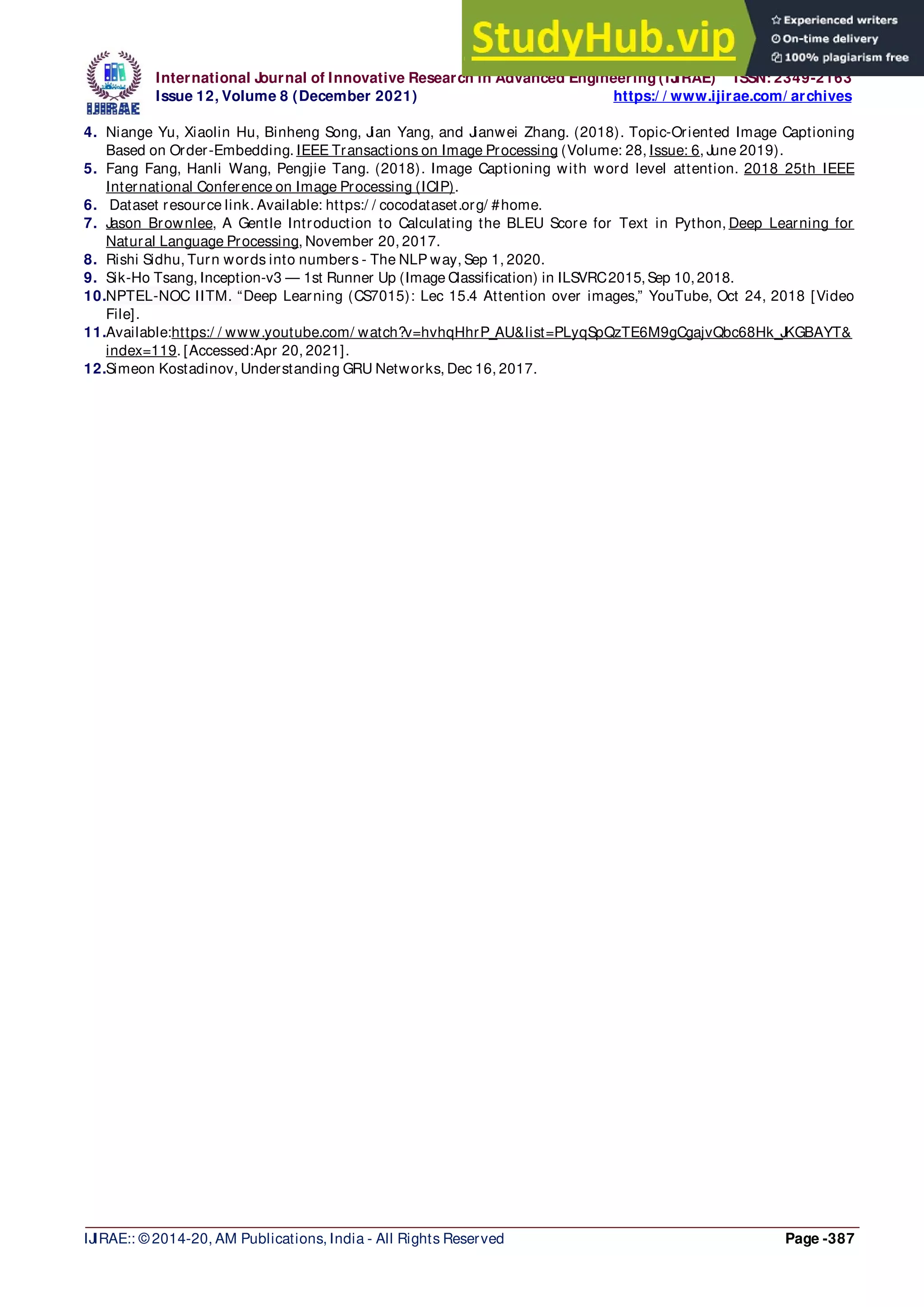 ATTENTION BASED IMAGE CAPTIONING USING DEEP LEARNING | PDF