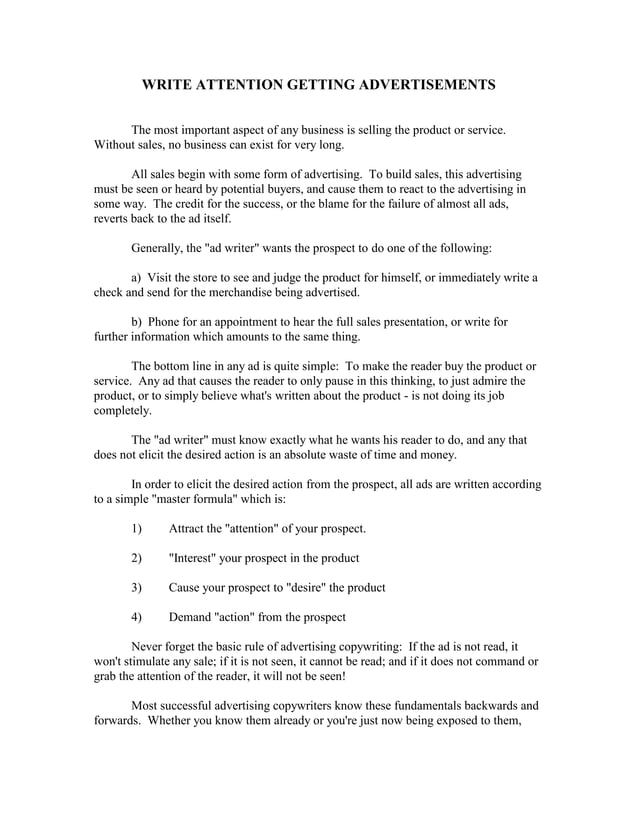 Attention Getting Ads | PDF