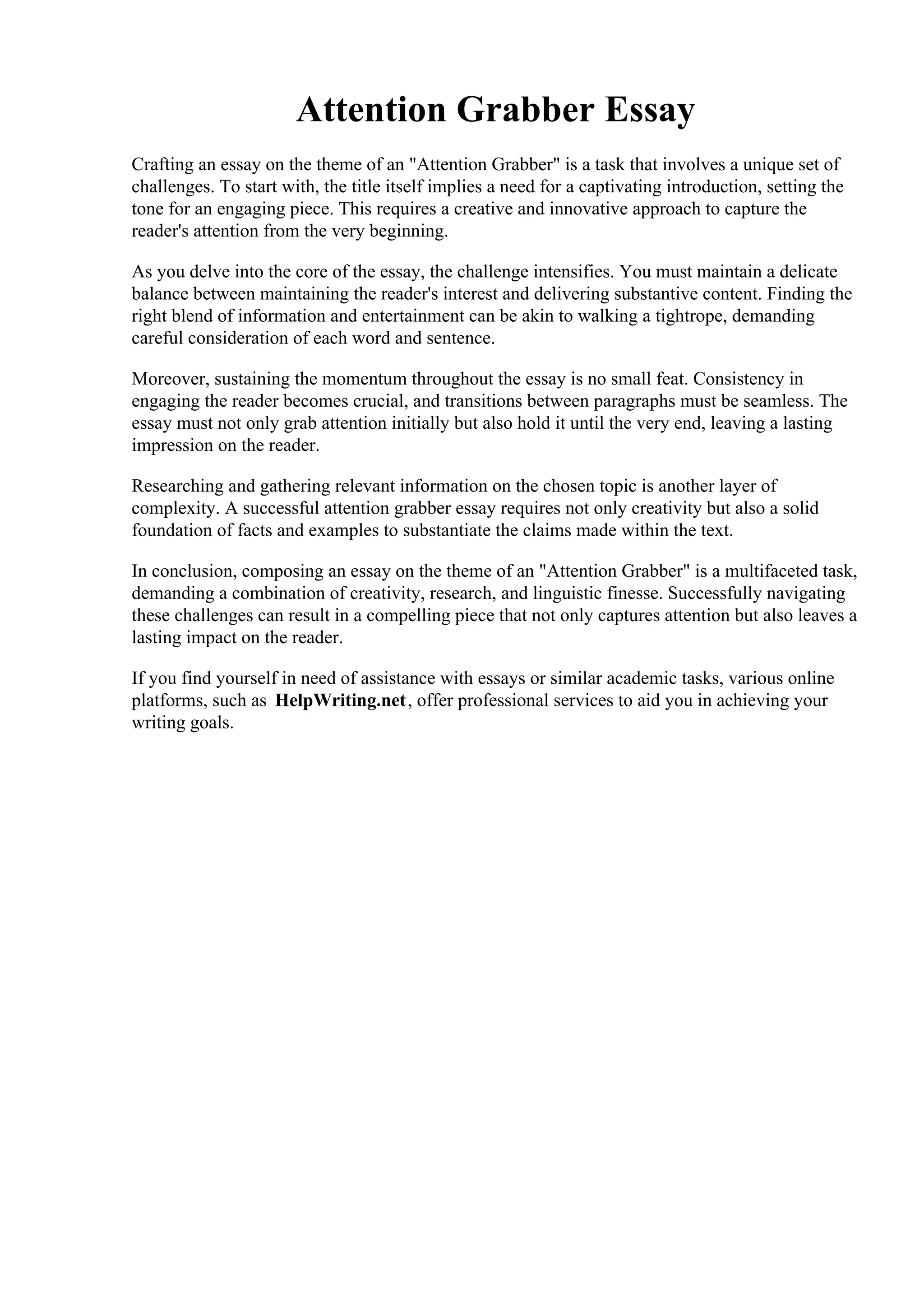 Attention Grabber Essay.pdf | Business | Business and Finance