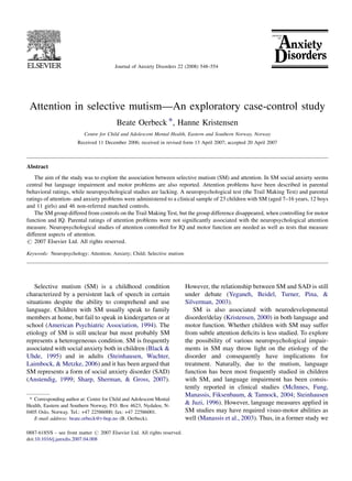 Attention in selective mutism | PDF