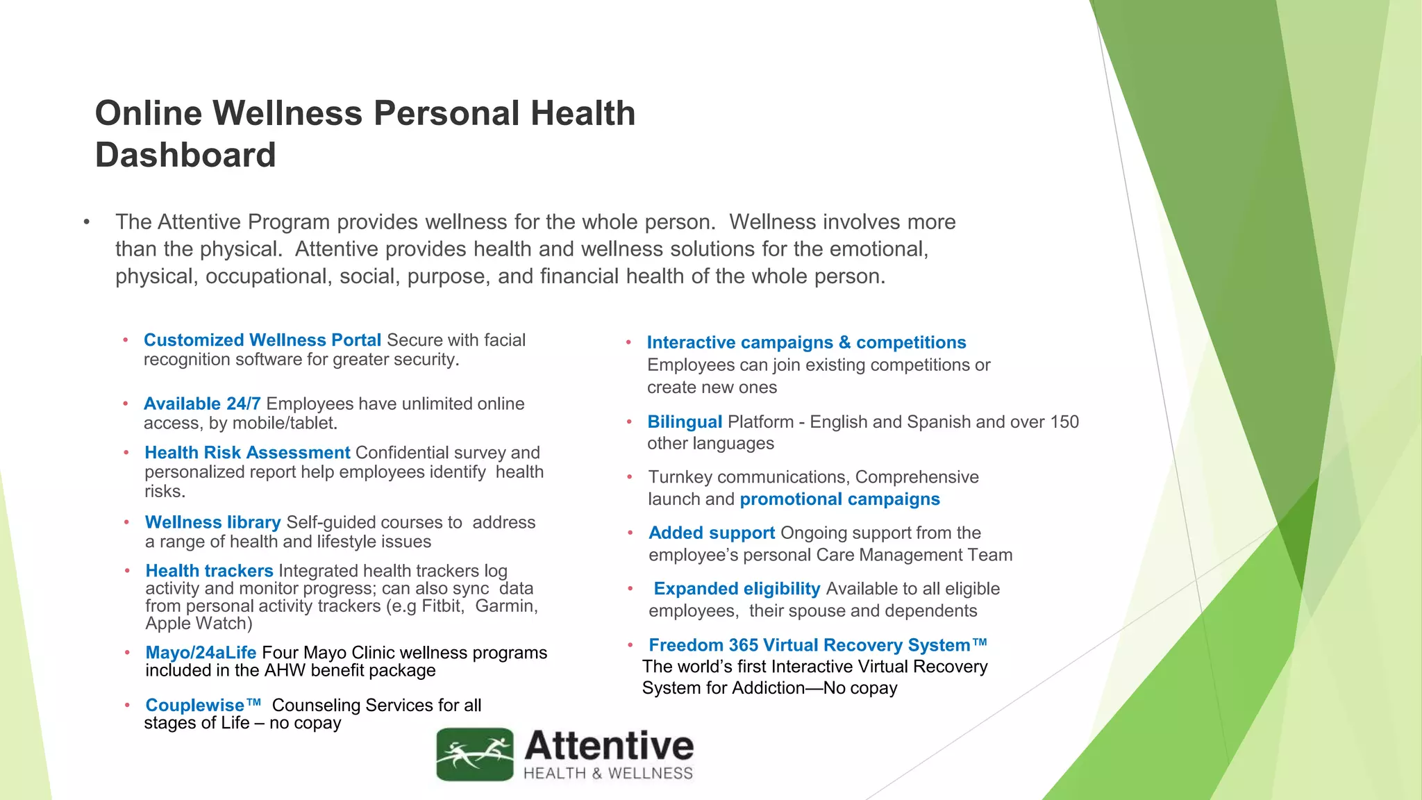Attentive Health & Welness Plan Overview | PPTX | Health Insurance ...