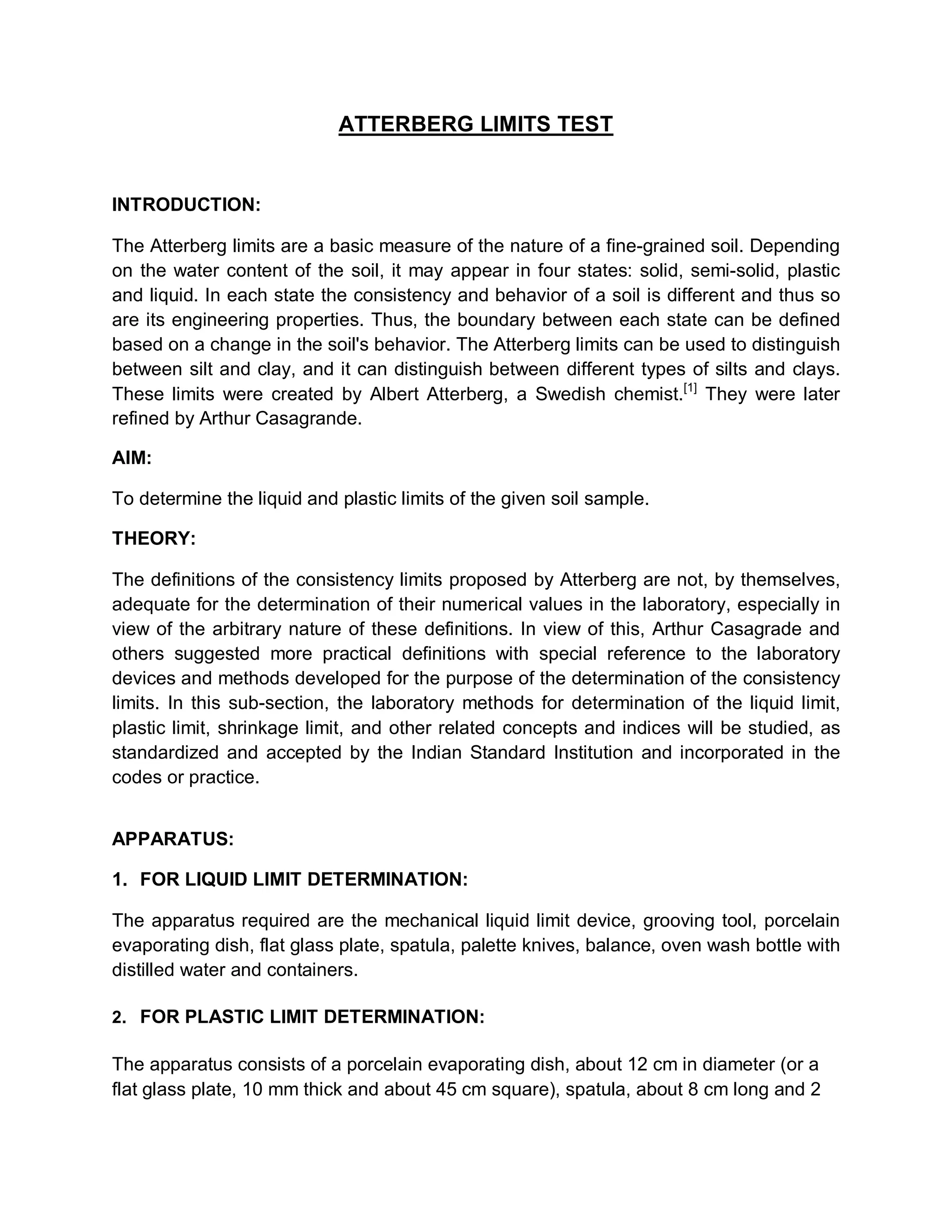 Atterberg limits test | PDF