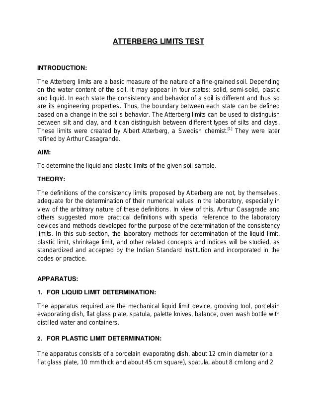 Atterberg limits test