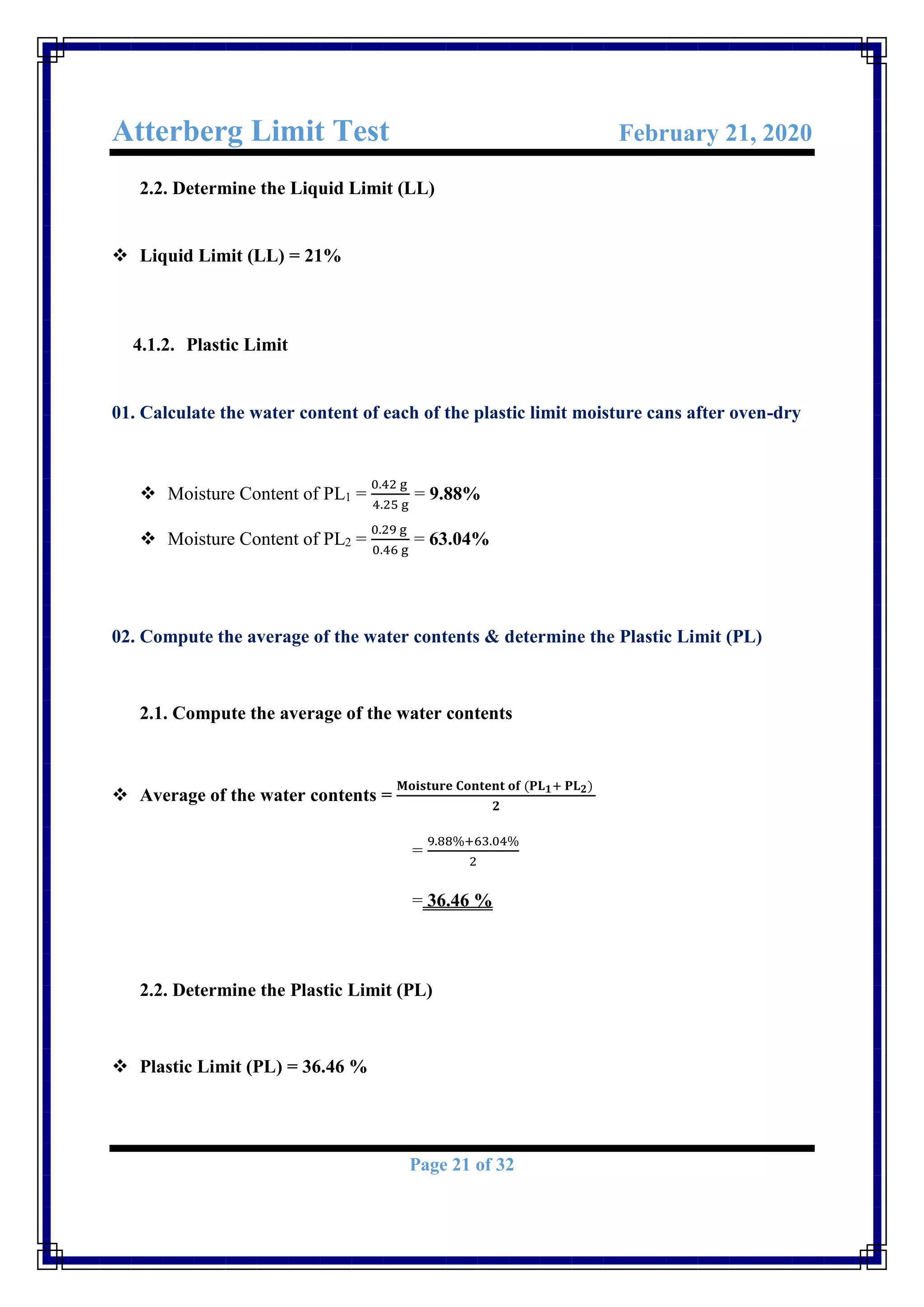 Atterberg Limit Test | PDF