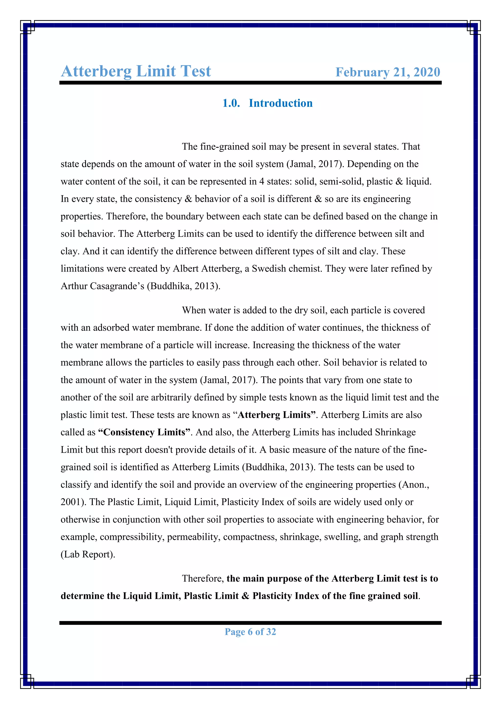 Atterberg Limit Test | PDF