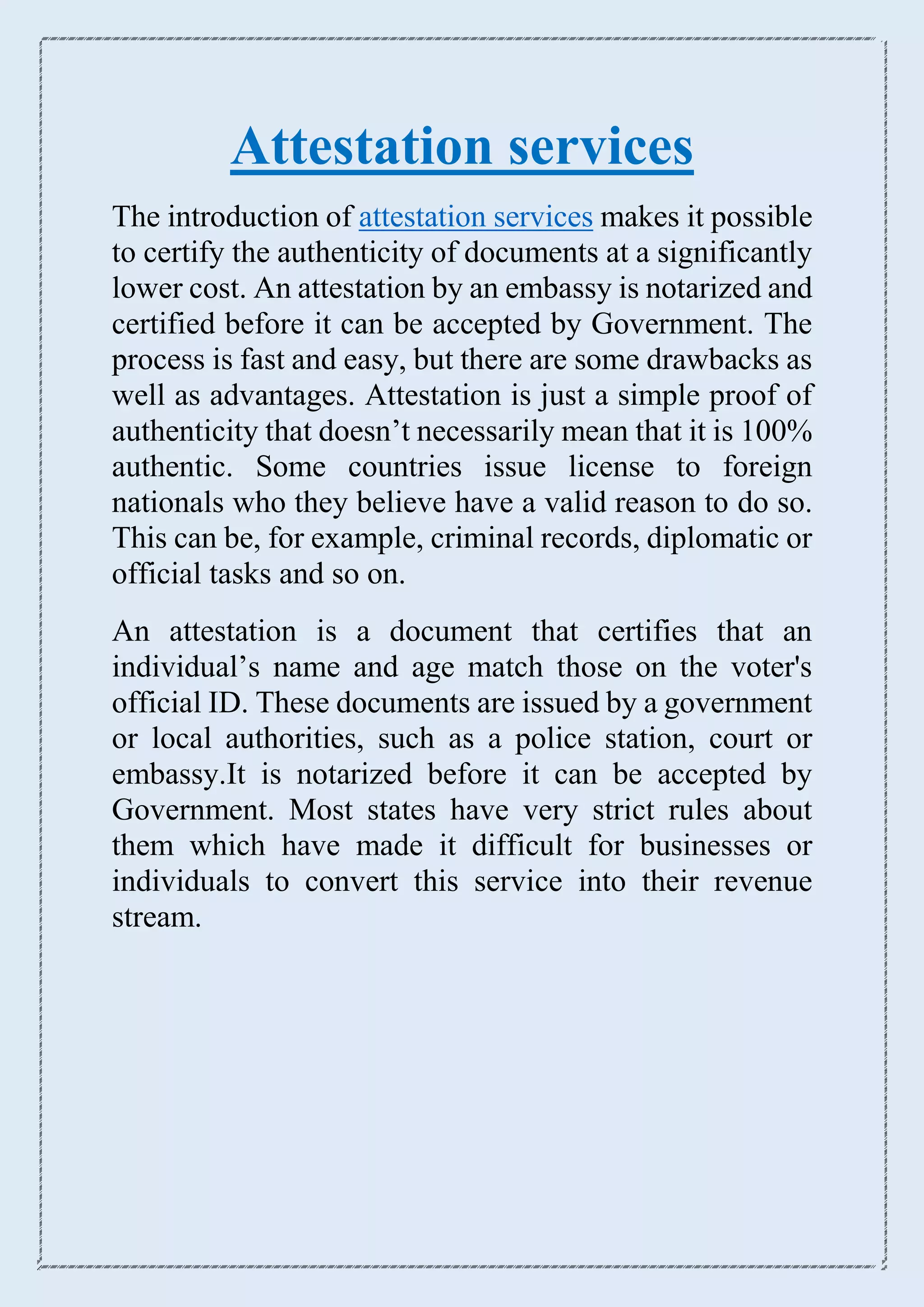 Attestation services | PDF