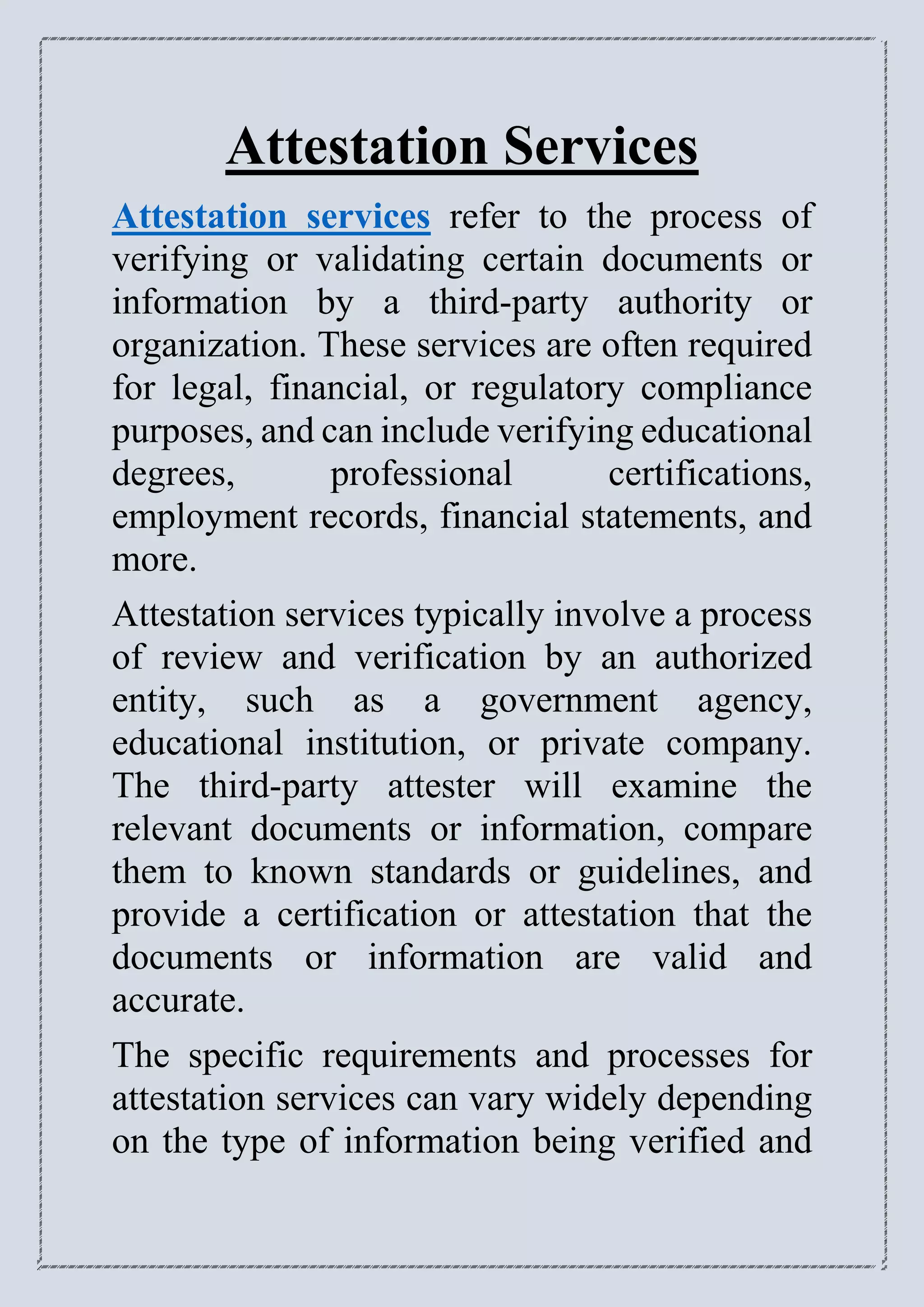 Attestation Services | PDF
