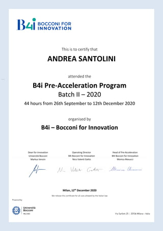 Attestato b4i pre acc santolini | PDF
