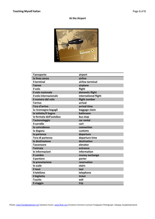 Italian Vocabulary-At the airport | PDF | Air Travel | Travel Type