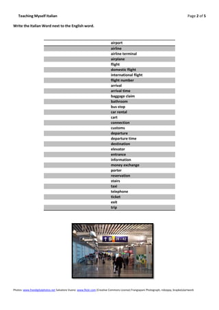 Italian Vocabulary-At the airport | PDF