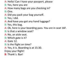 At the airport. Dialogue. Class 23..pptx