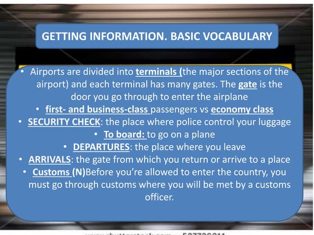 At the airport vocabulary | PPTX