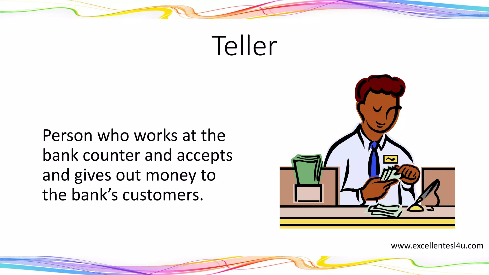 ESL at the bank flashcards | PDF