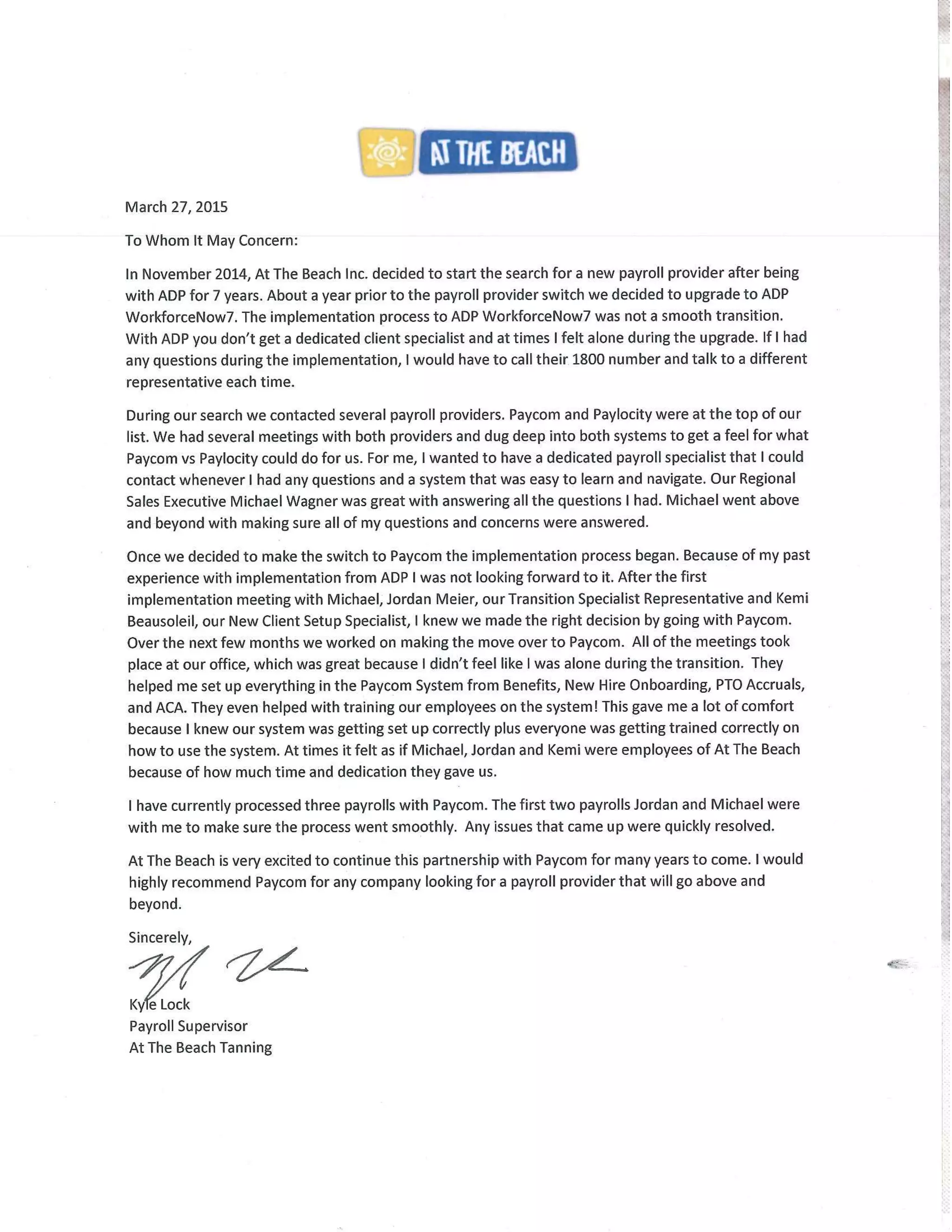 At the beach reference letter | PDF