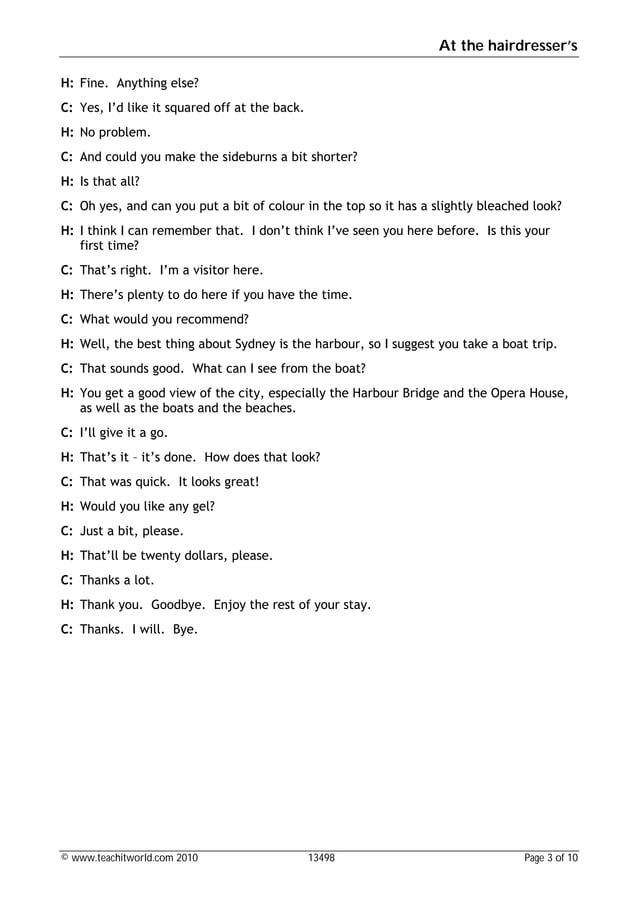 At The Hairdresser Pdf