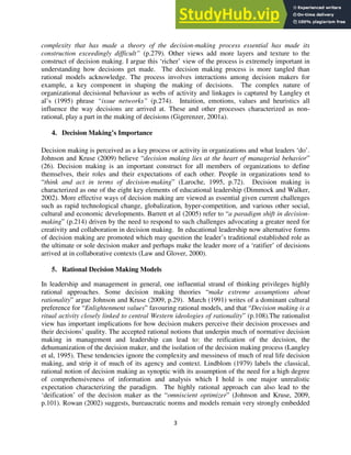 AT THE HEART Decision Making In Educational Leadership And Management | PDF