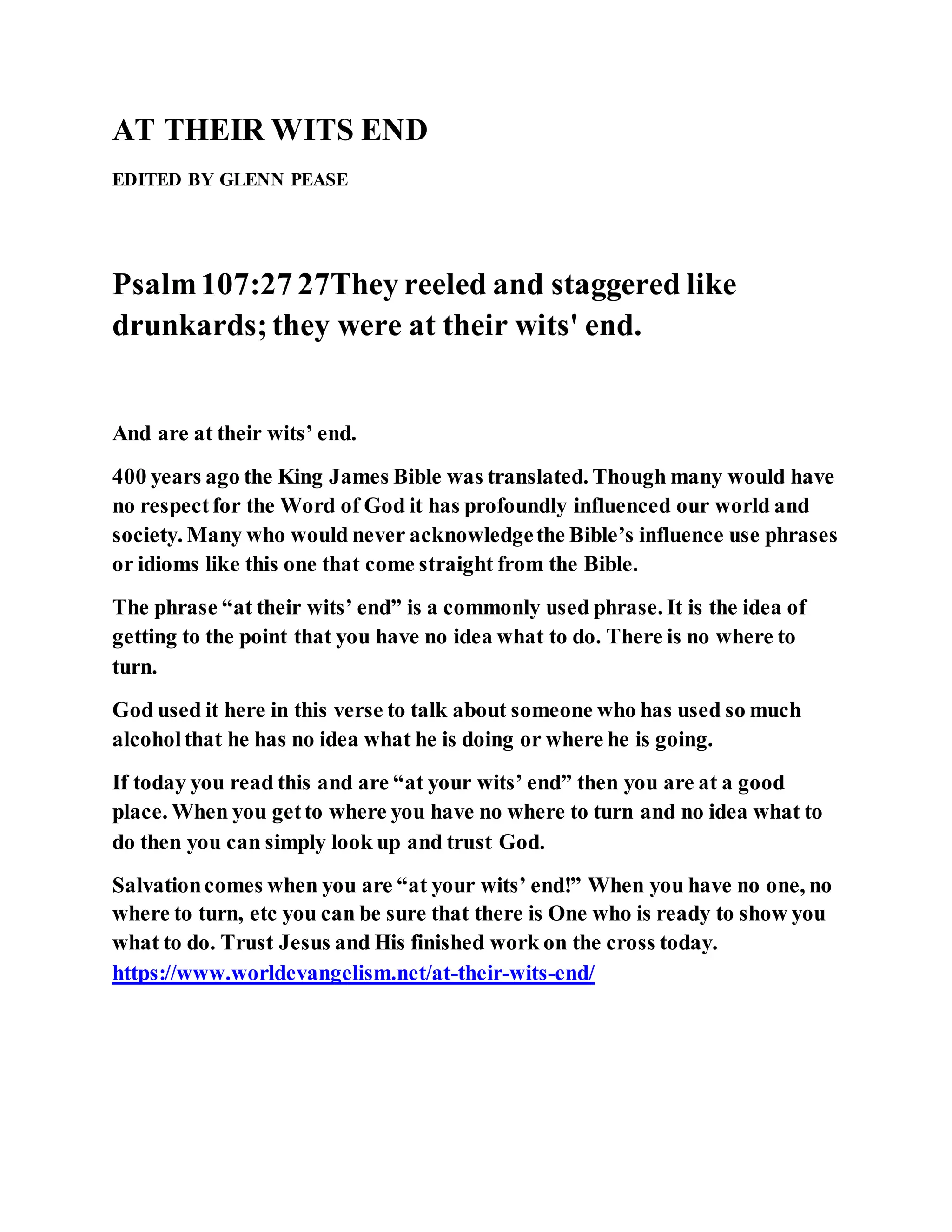 At their wits end | DOCX