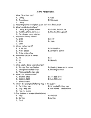 At the police station.docx - listening worksheet | PDF