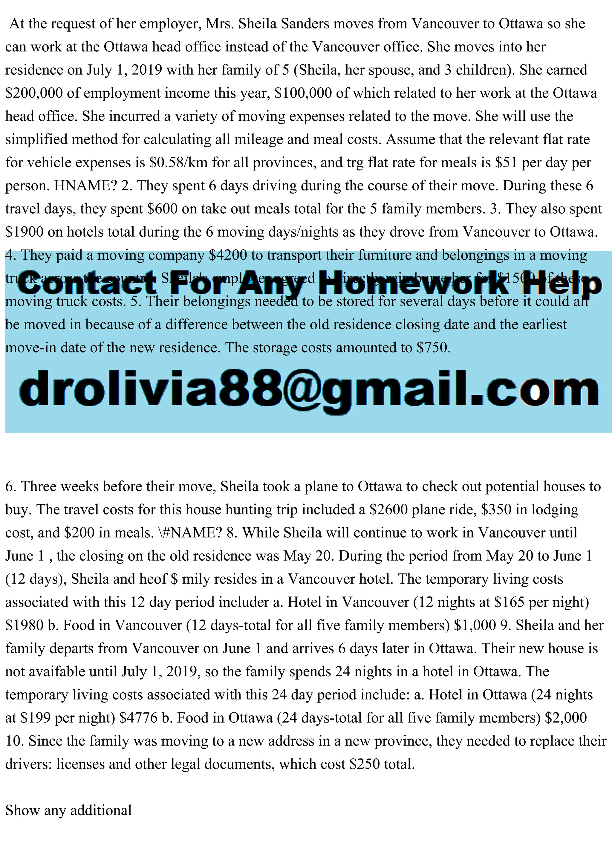 At the request of her employer, Mrs. Sheila Sanders moves from Vancou ...