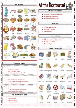 At the Restauranrt (Study sheet) | DOC | Bars & Restaurants | Attractions